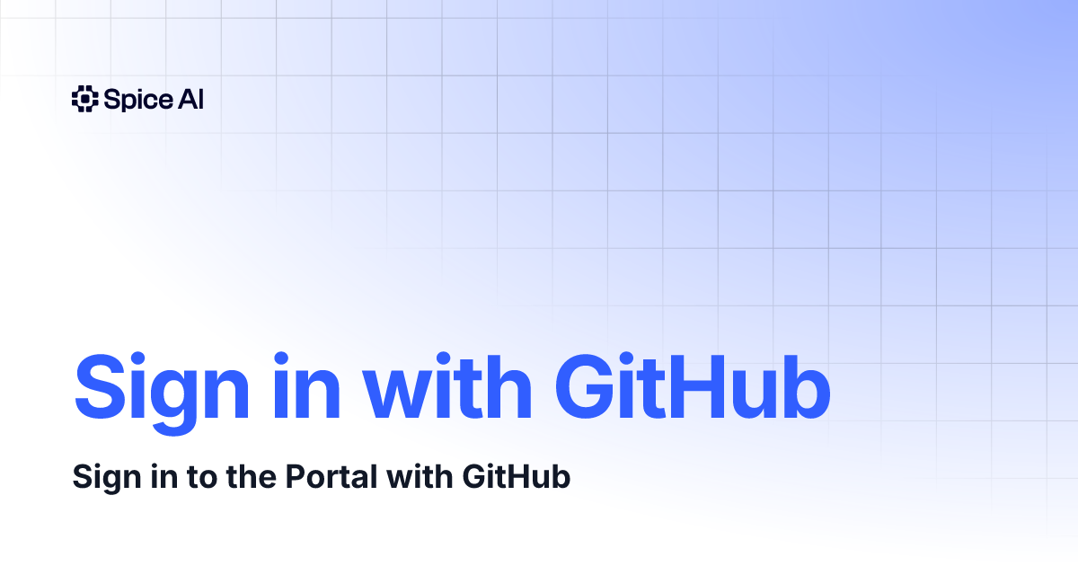 Sign in with GitHub | Spice.ai Cloud Documentation