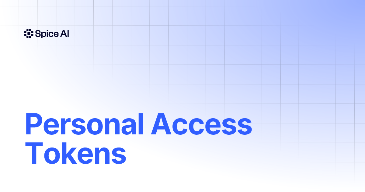 Personal Access Tokens | Spice.ai Cloud Documentation